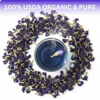 vibrant blue herbal tea infusion