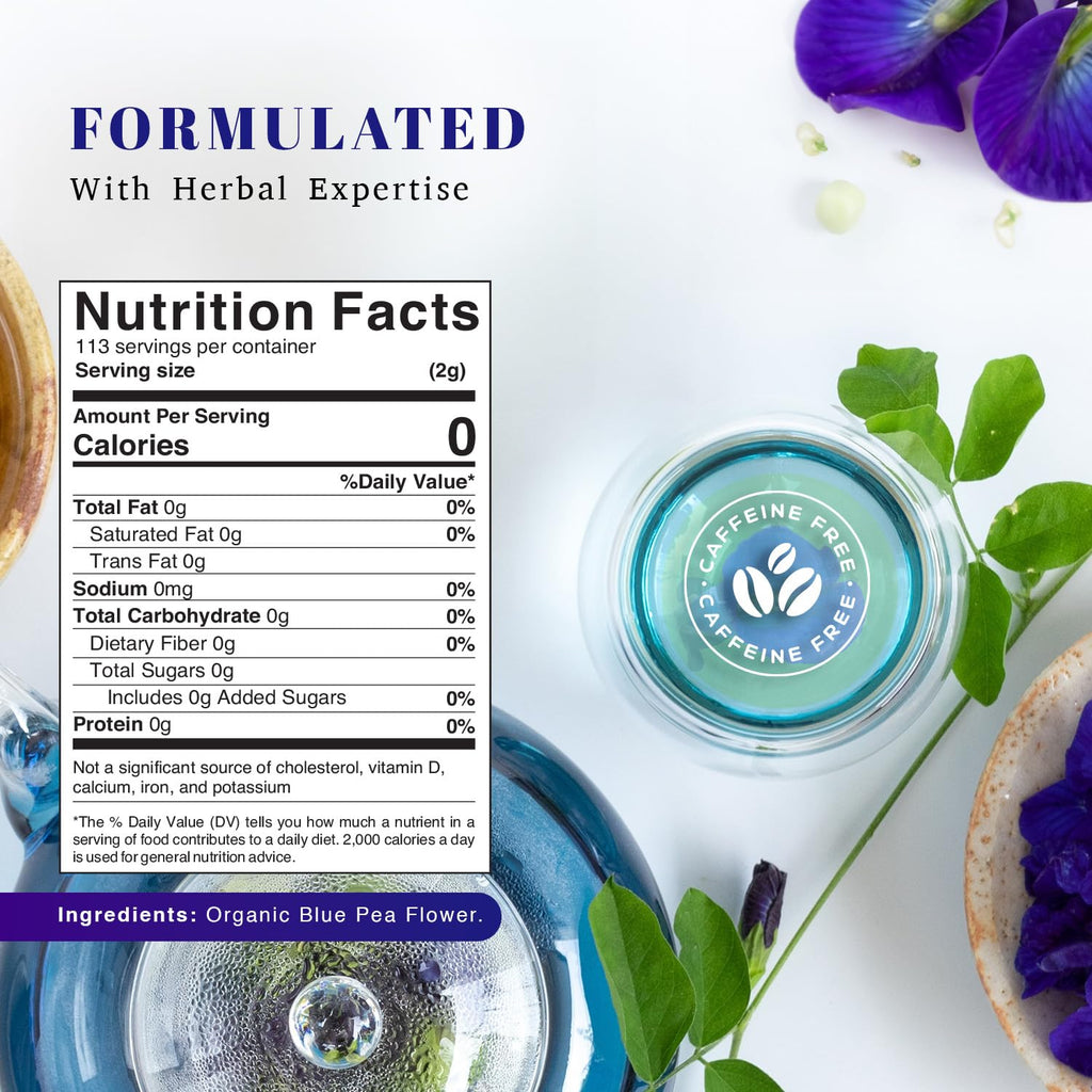 vibrant blue pea flower infusion