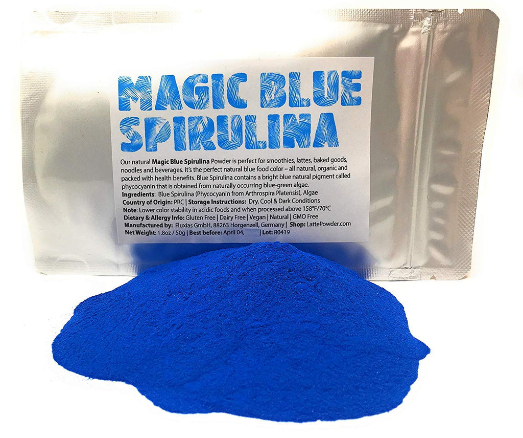vibrant blue spirulina powder