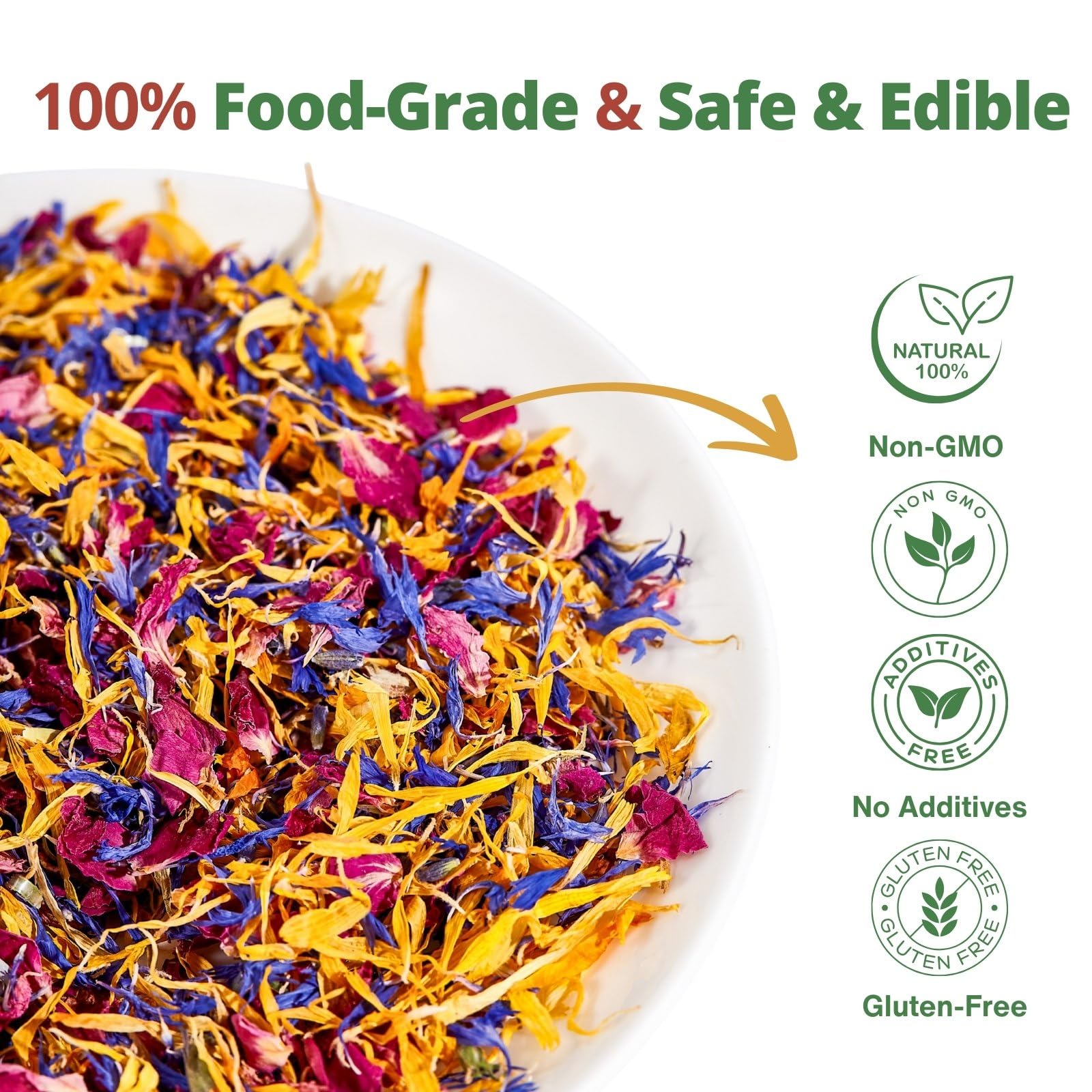 vibrant dried flower mix for desserts