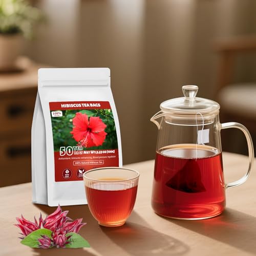 Vibrant red hibiscus tea bags