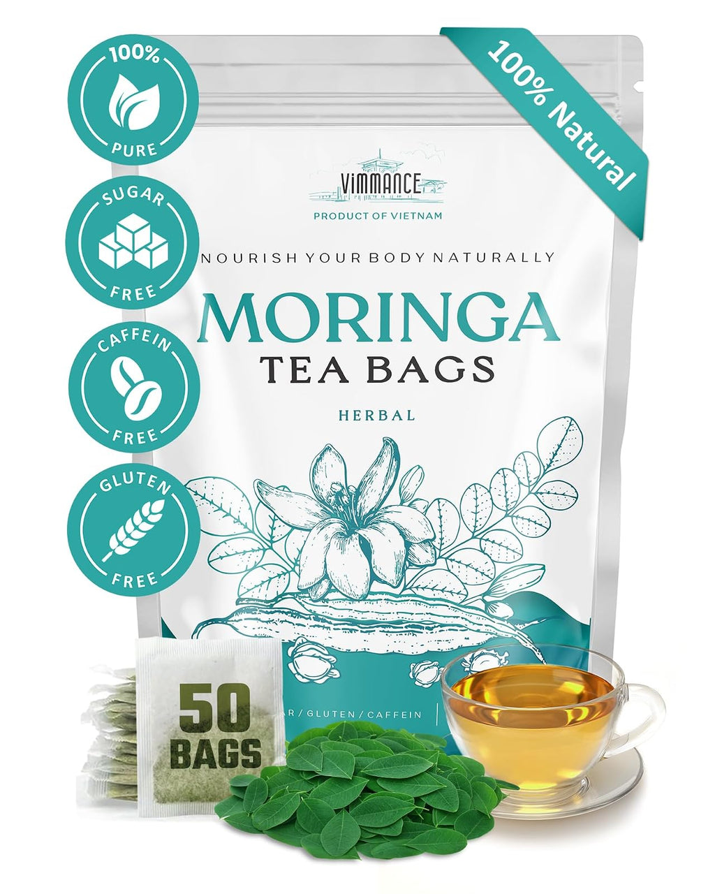 VIMMANCE Moringa tea bags for wellness