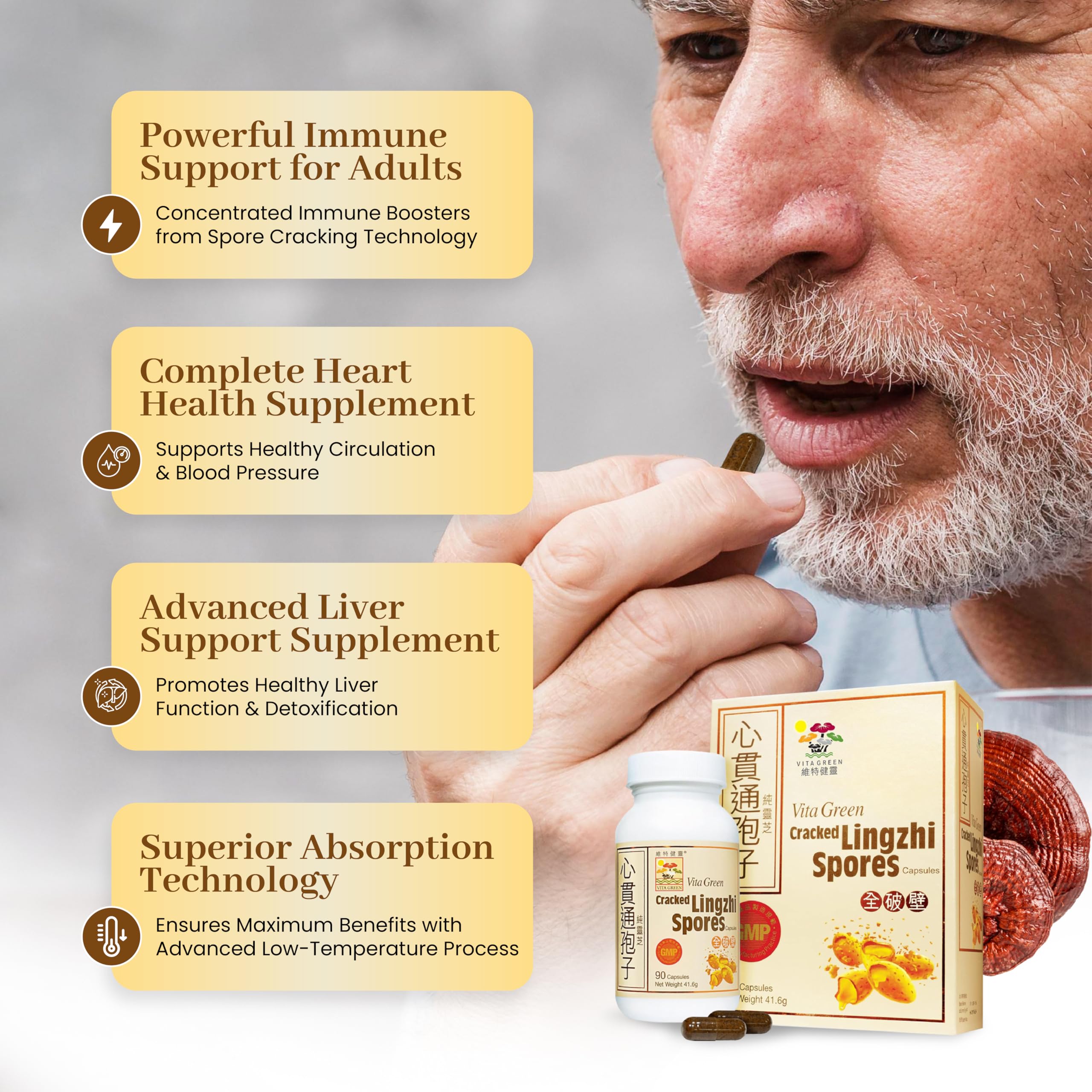 Vita Green reishi mushrooms for stress relief