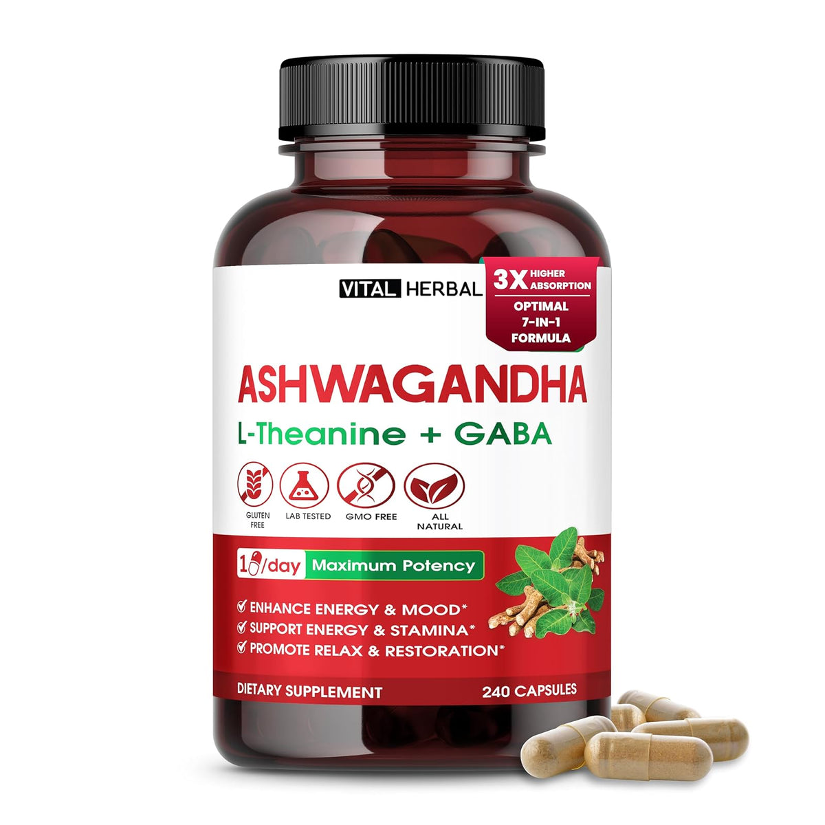 Vital Herbal ashwagandha capsules for stress relief