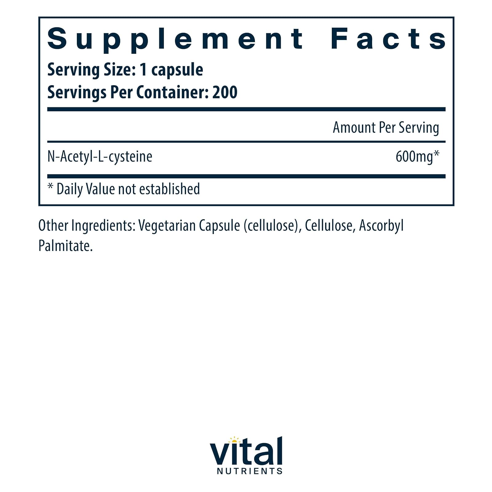 Vital Nutrients NAC capsules