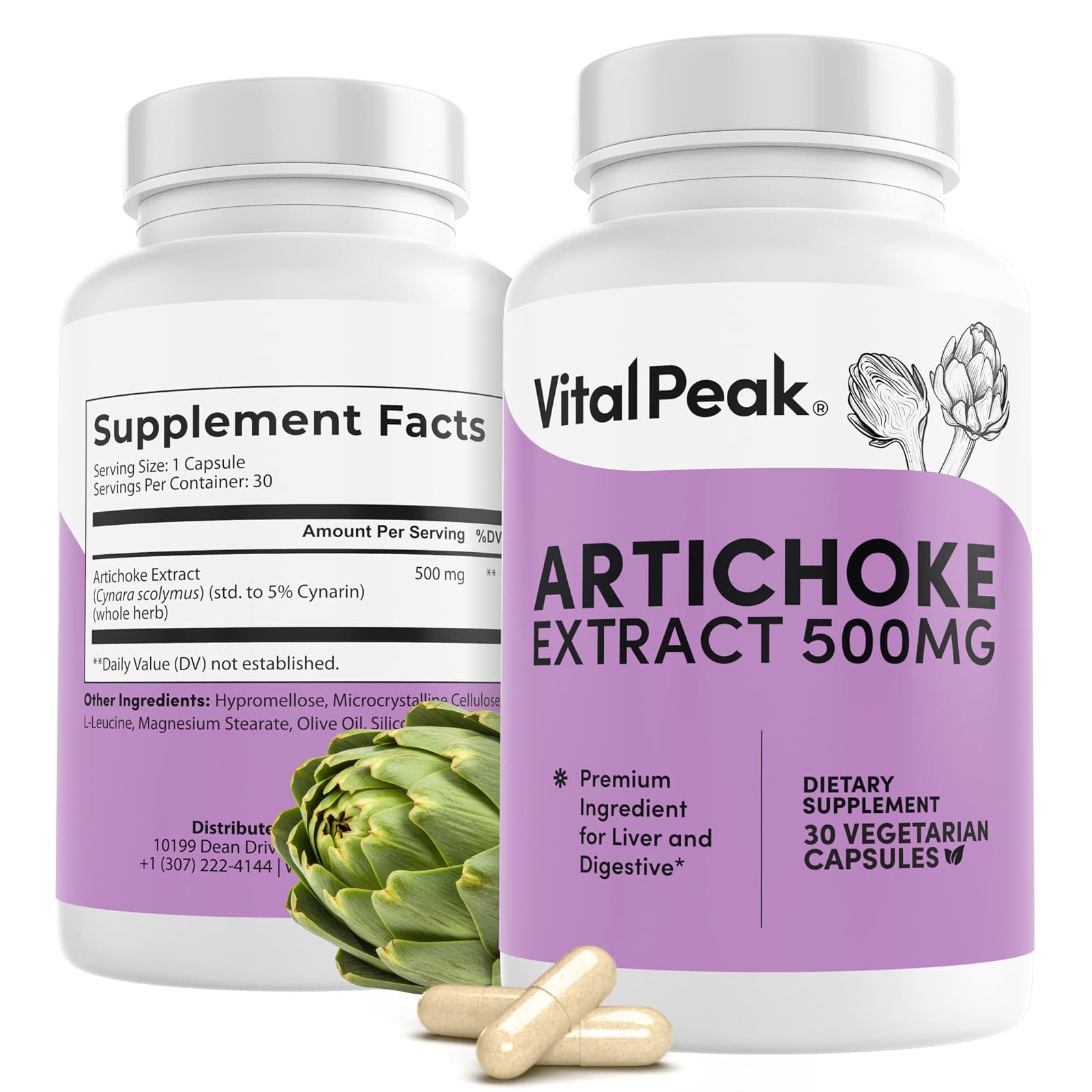 Vital Peak Artichoke 500 mg capsules