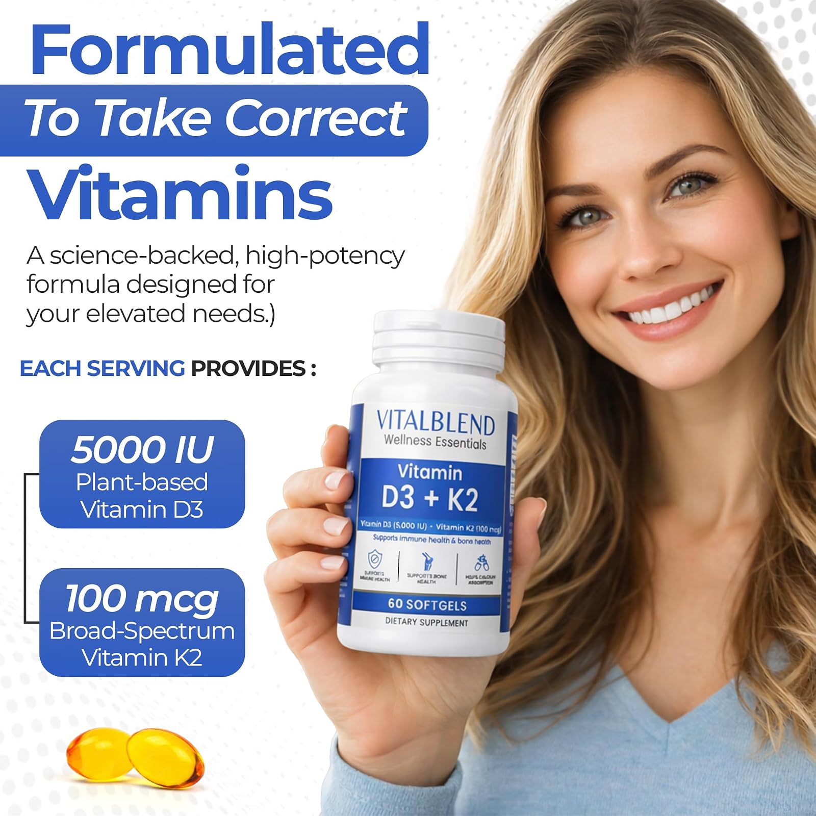 Vitalblend Vitamin D3 K2 for energy