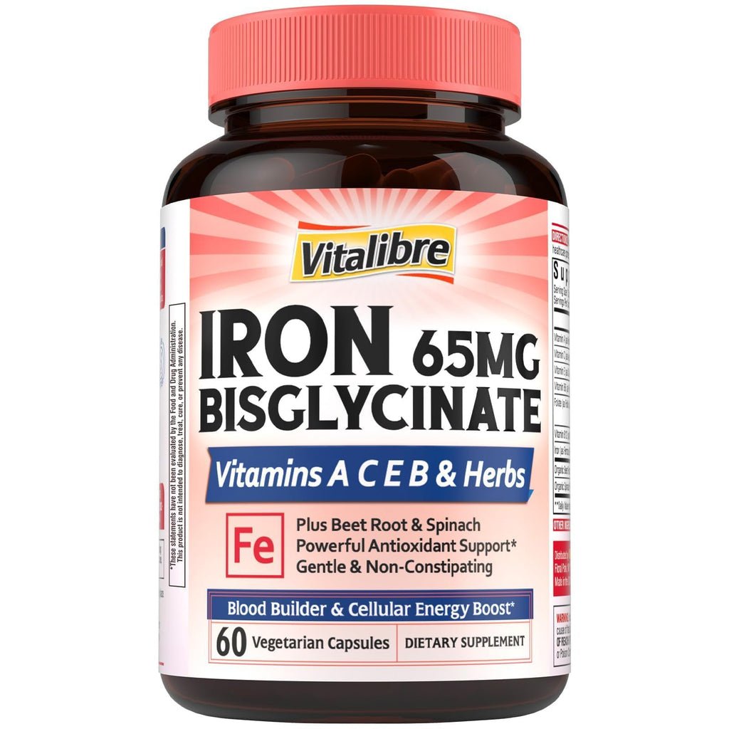 Vitalibre Iron Bisglycinate capsules for energy