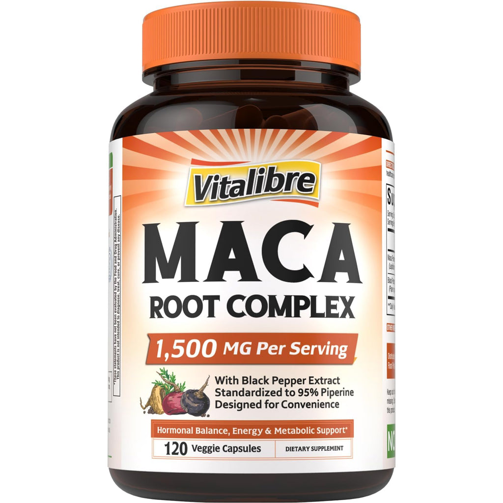 Vitalibre maca root capsules for energy