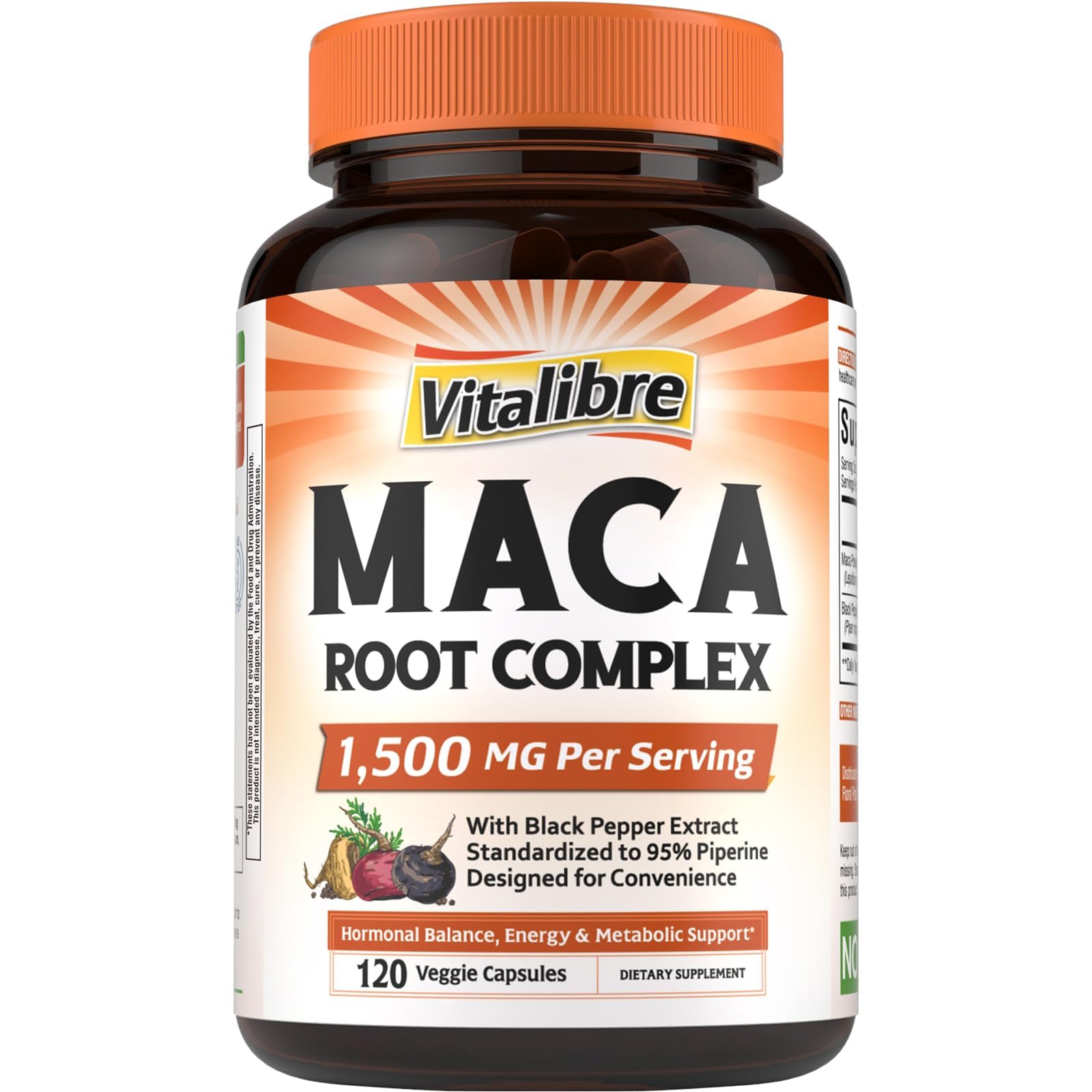 Vitalibre maca root capsules for energy