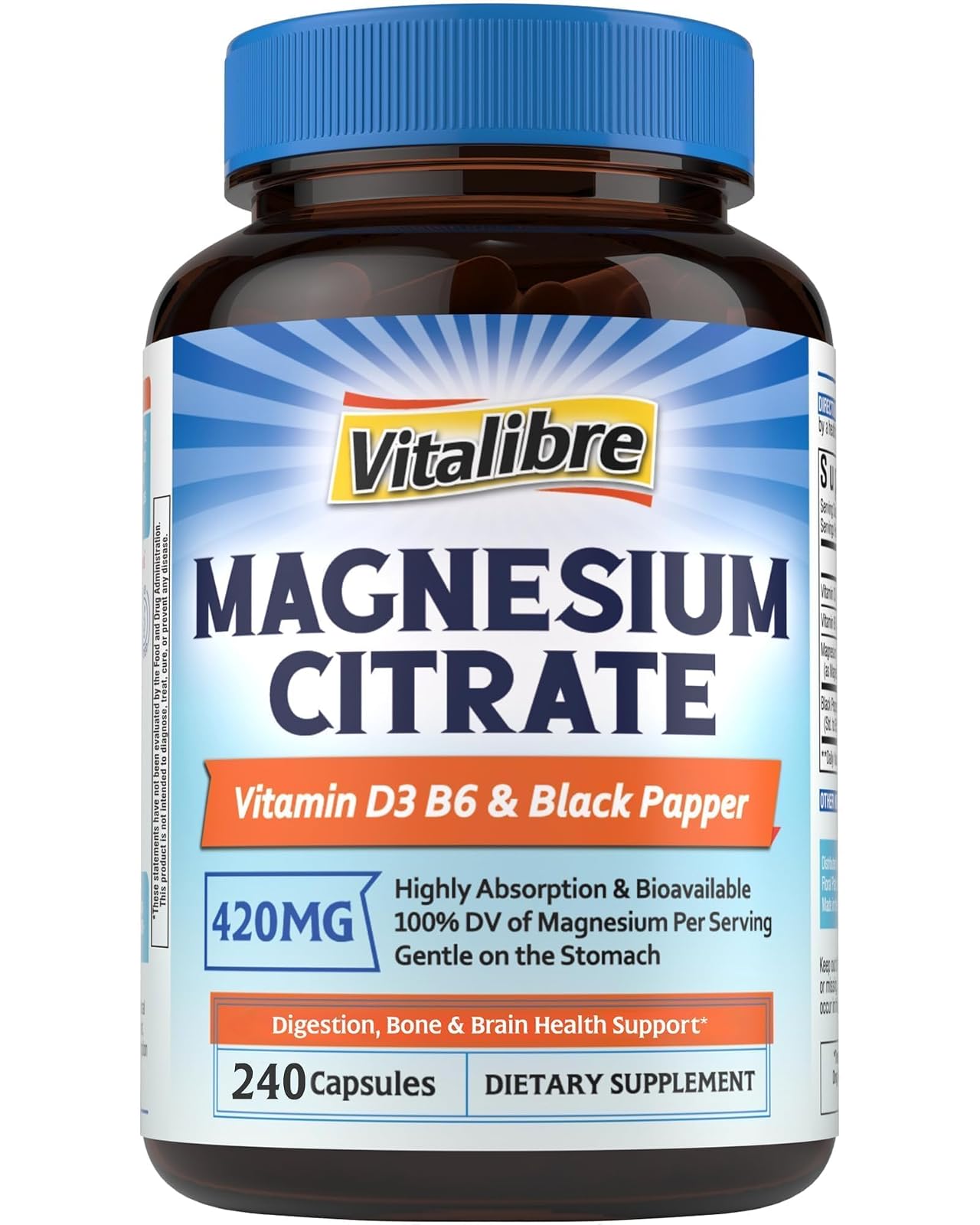 Vitalibre magnesium citrate supplement capsules