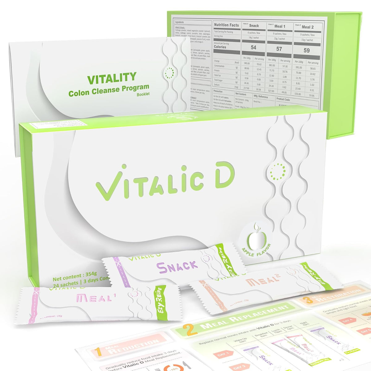Vitalic detox powder drink apple