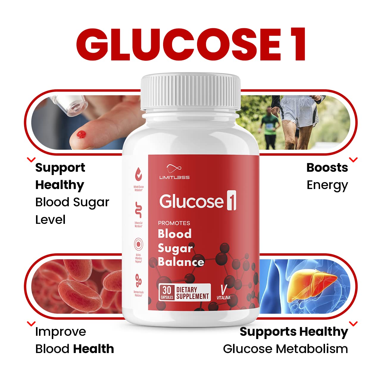 VITALINA glucose support supplement capsules