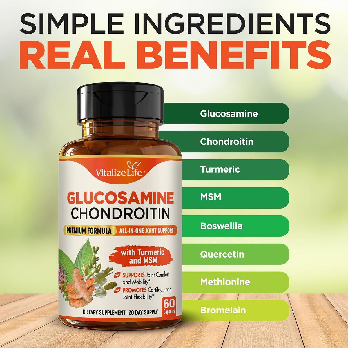 Vitalize Life glucosamine capsules for joint health