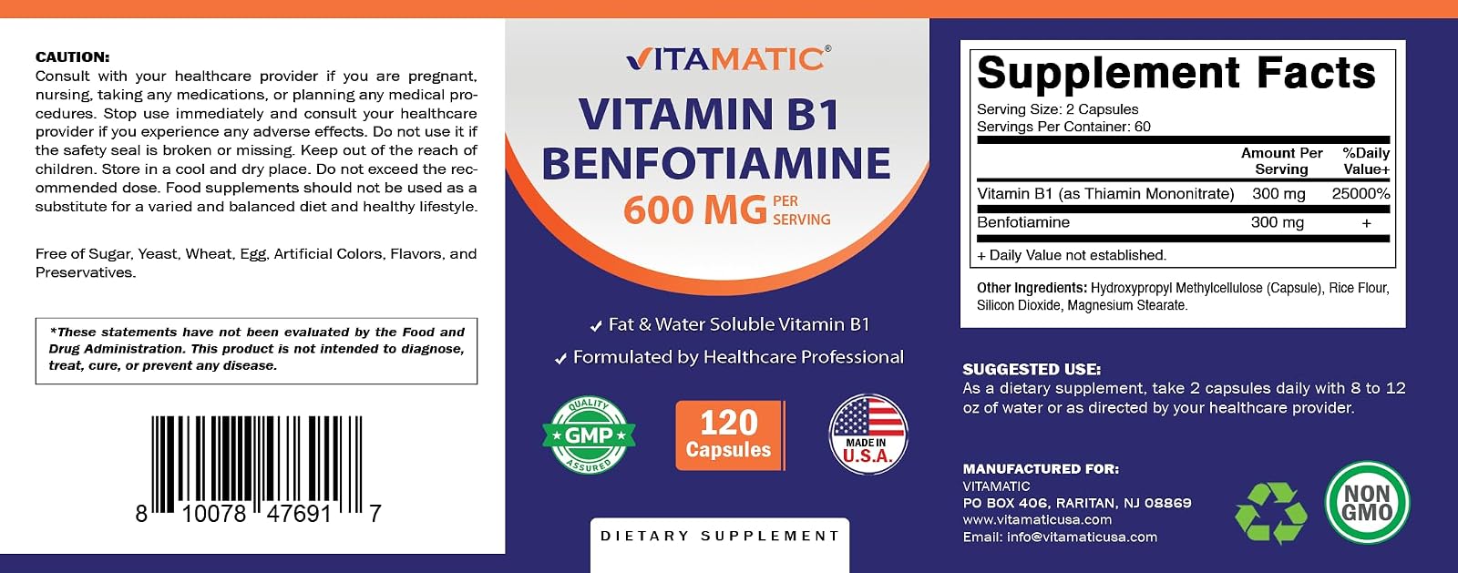 Vitamatic Benfotiamine 300 mg capsules