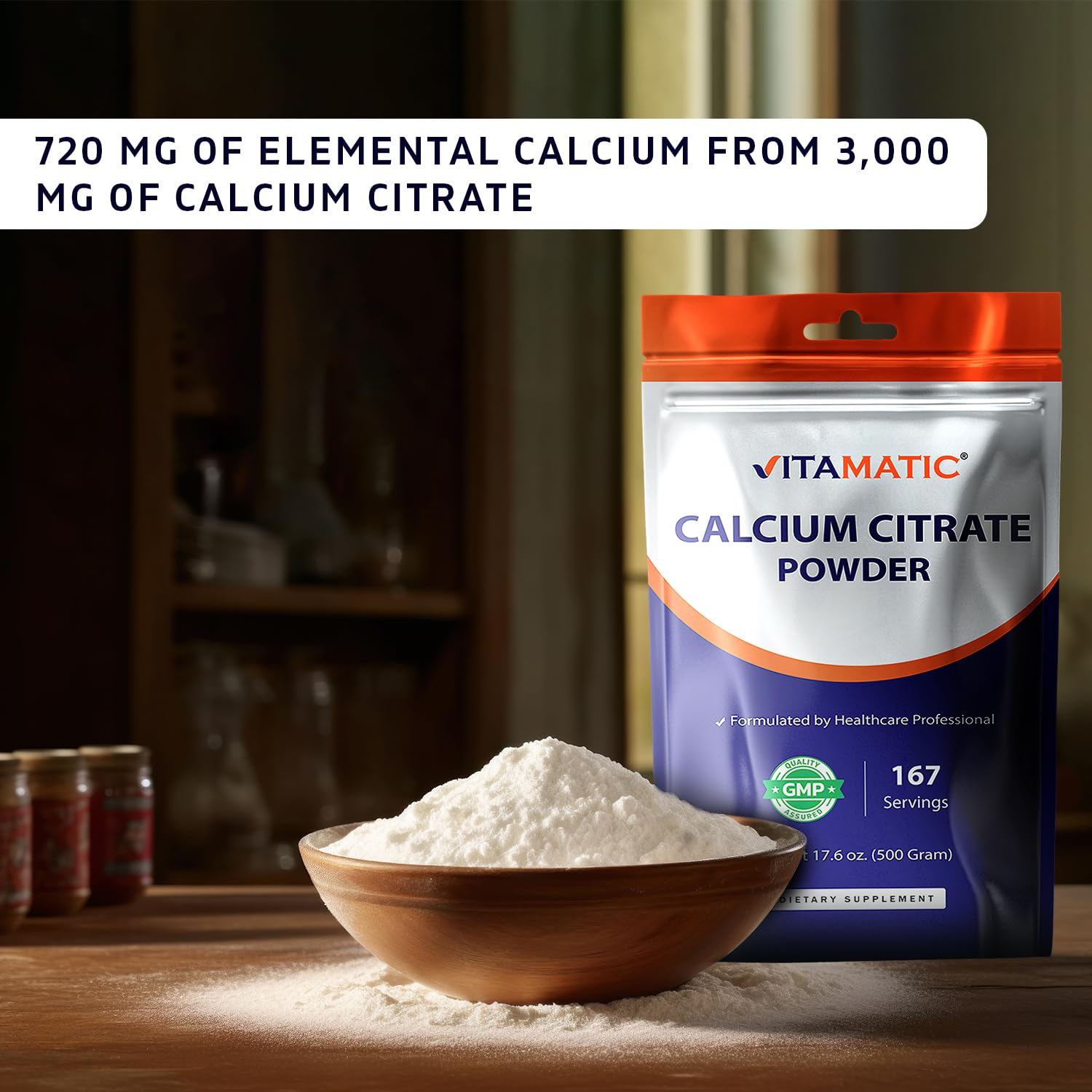 Vitamatic calcium powder for healthy teeth