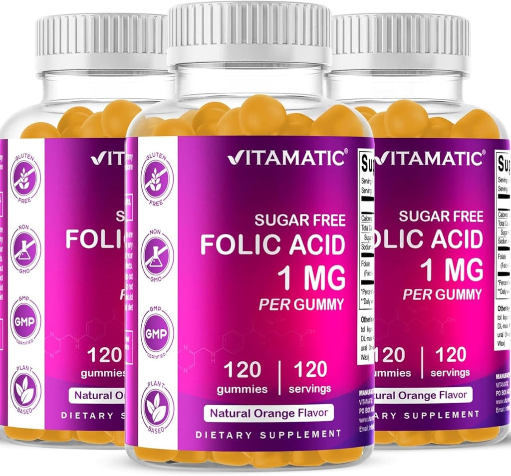 Vitamatic folic acid gummies for health