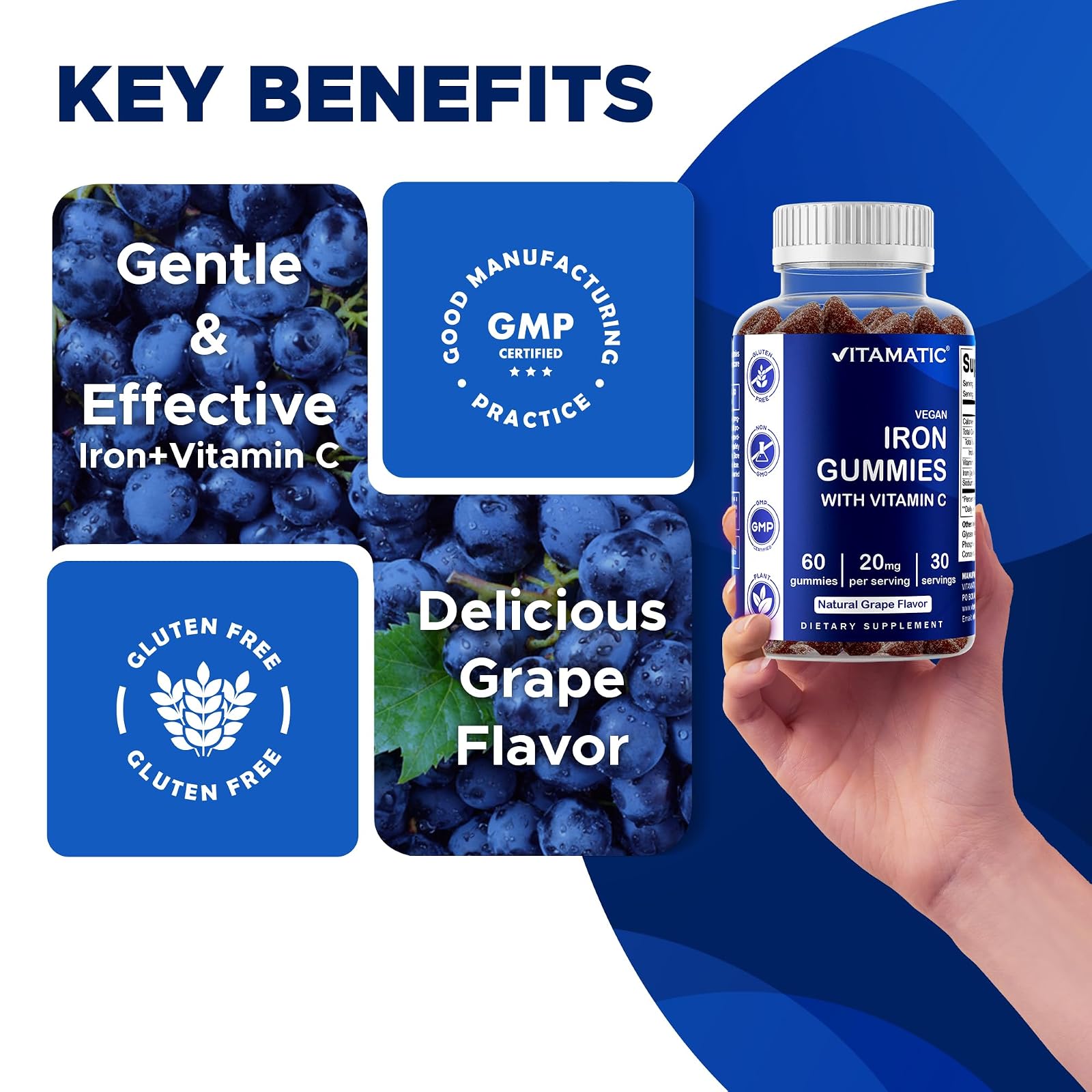 Vitamatic iron gummies for daily use