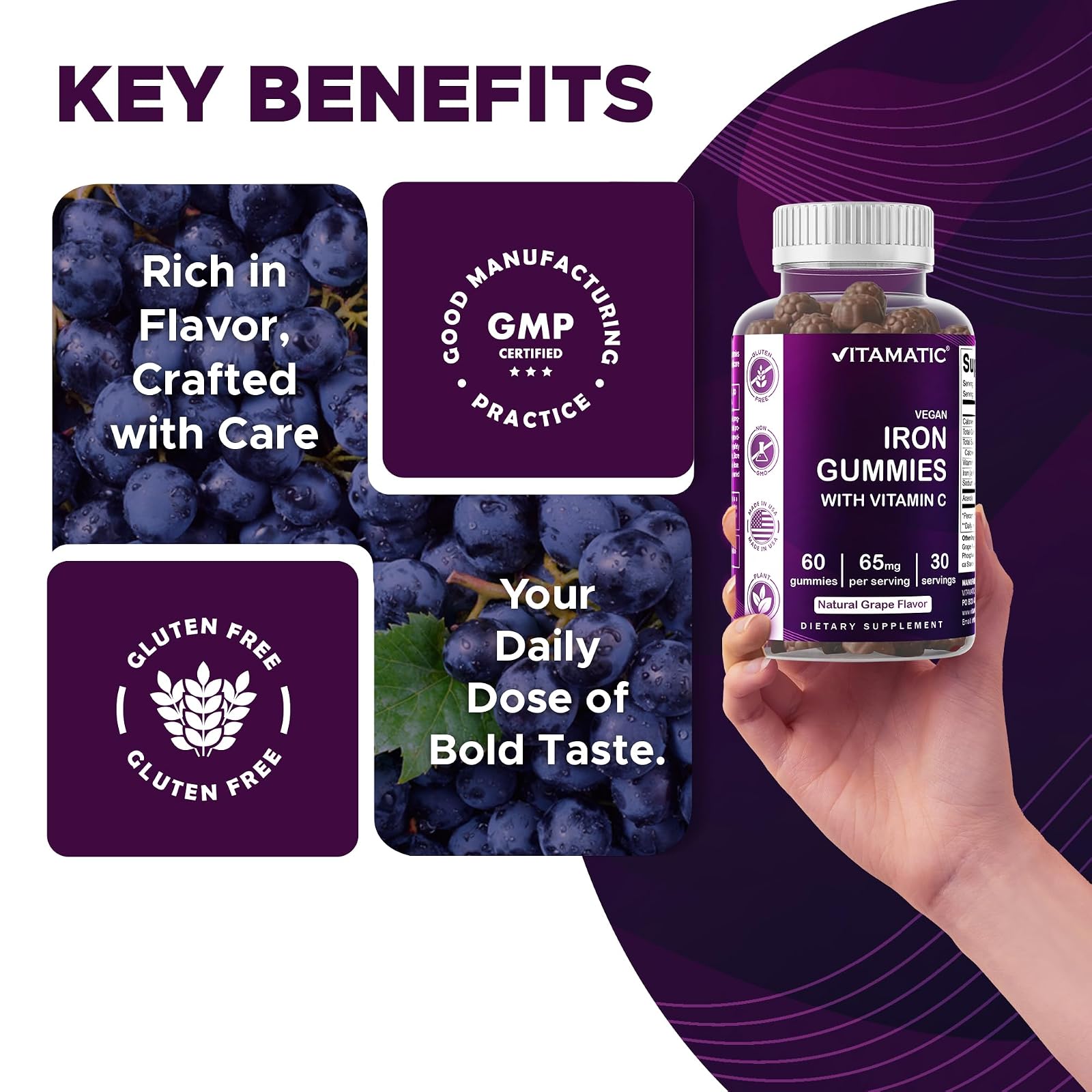 Vitamatic iron support for energy