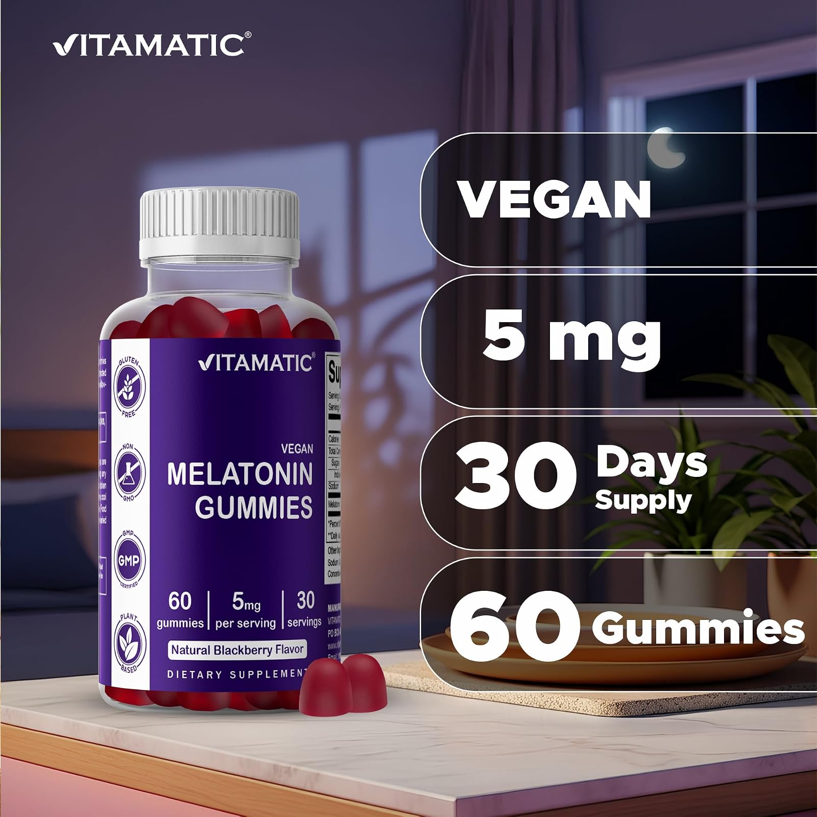 Vitamatic melatonin gummies for nighttime routine