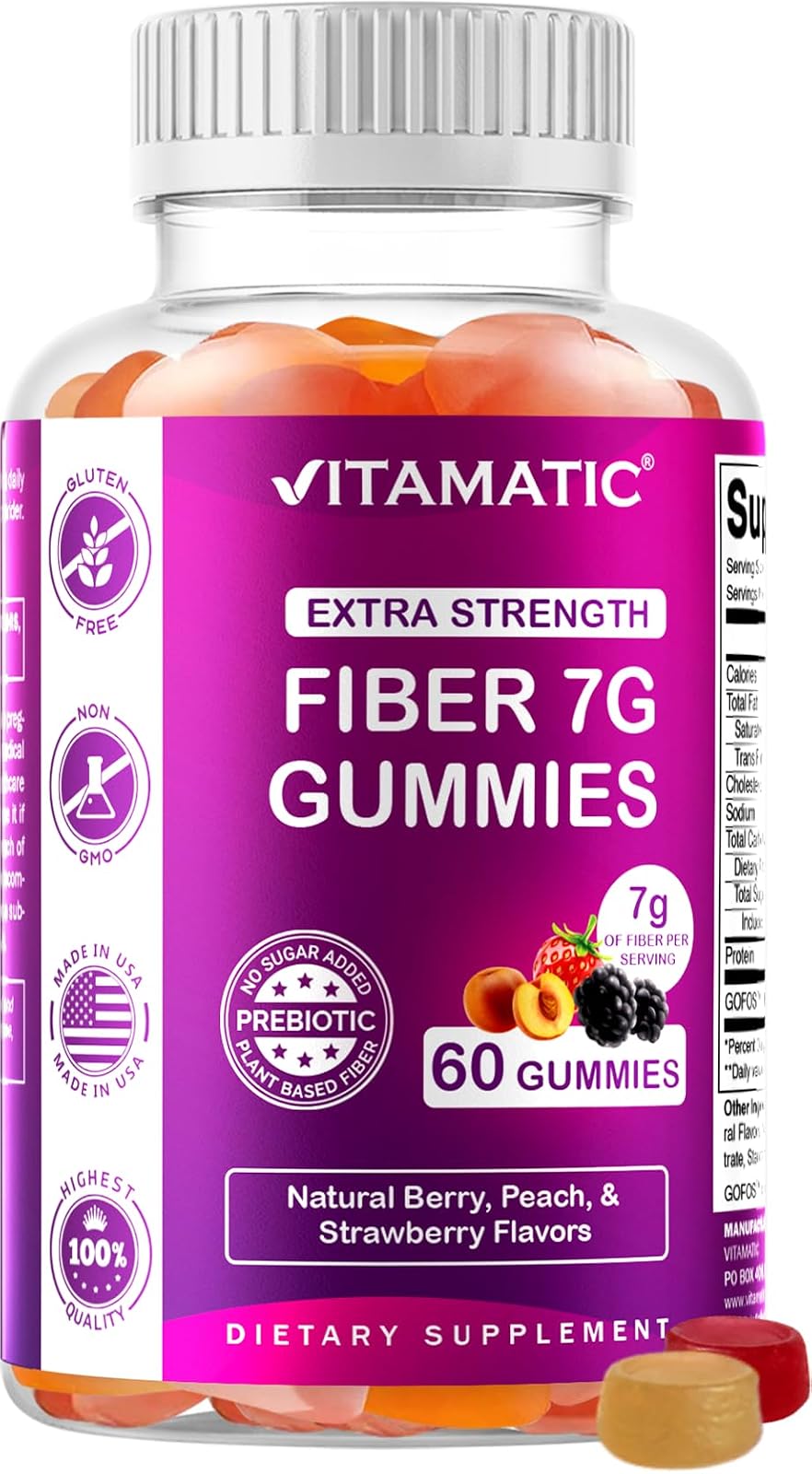 Vitamatic prebiotic gummies for digestion