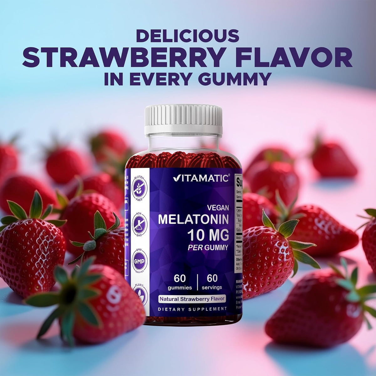 Vitamatic strawberry gummies for better sleep