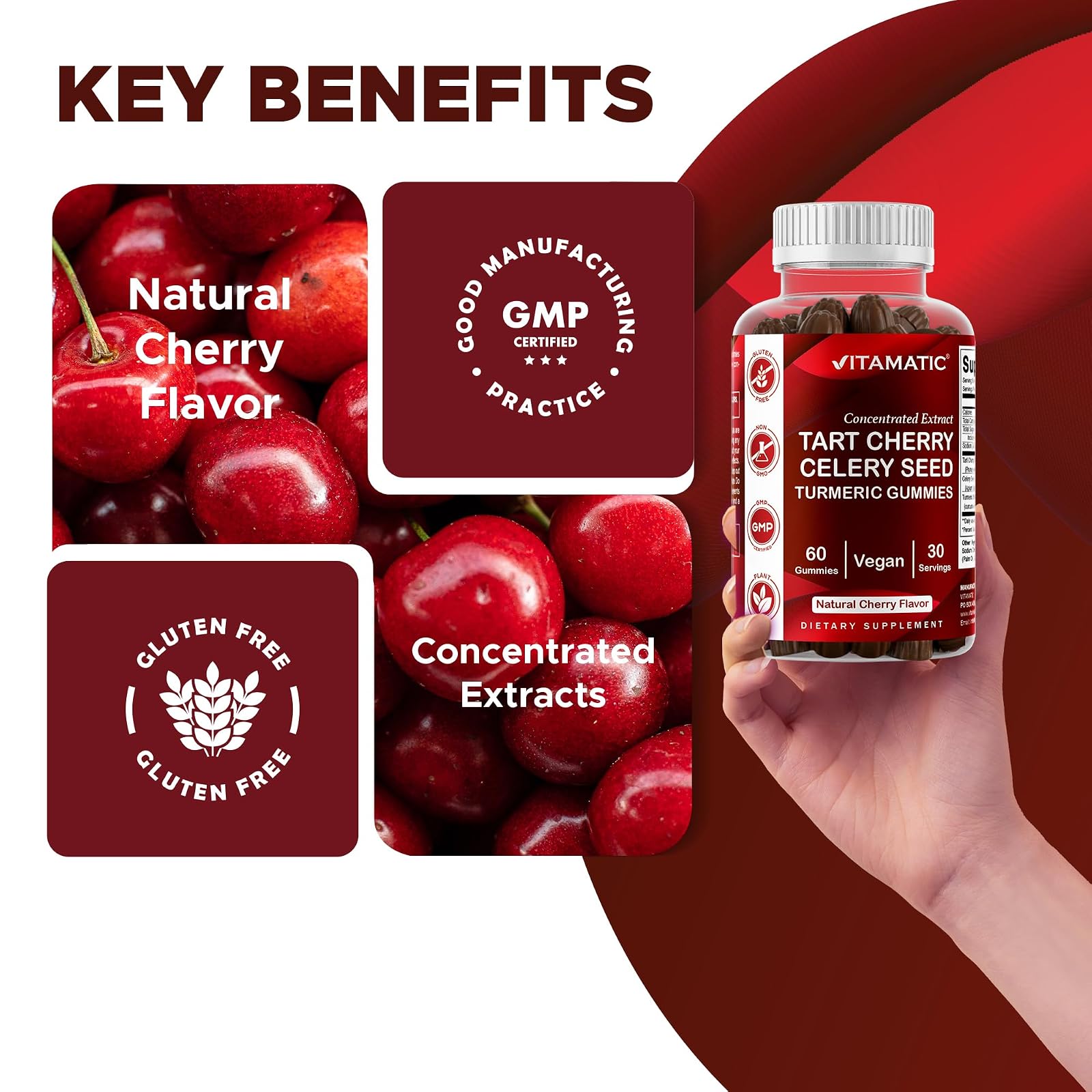 Vitamatic tart cherry gummies for immune support