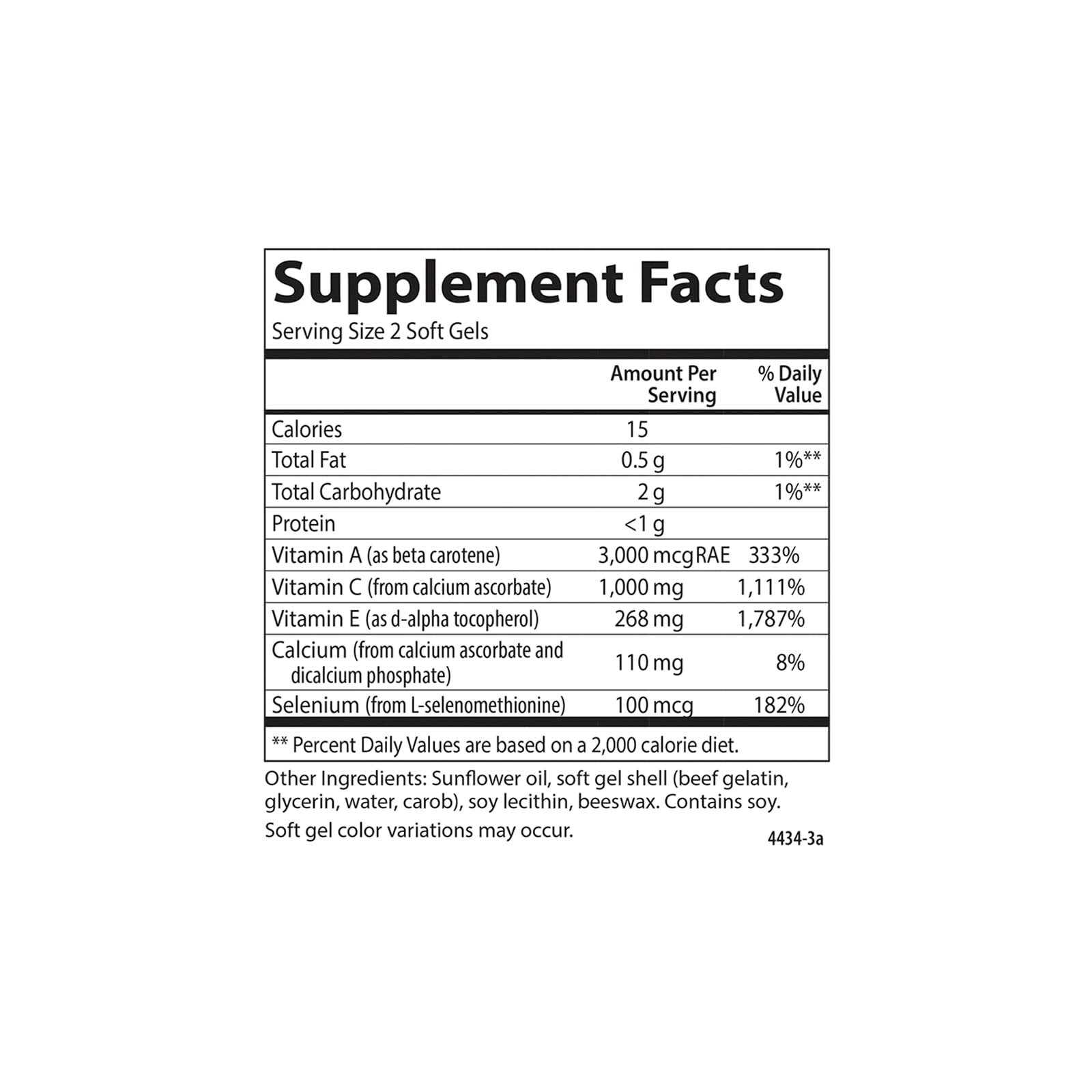 Vitamin A C E selenium softgels