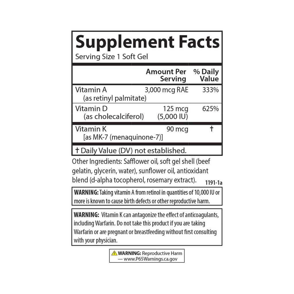 Vitamin A D3 K2 health benefits