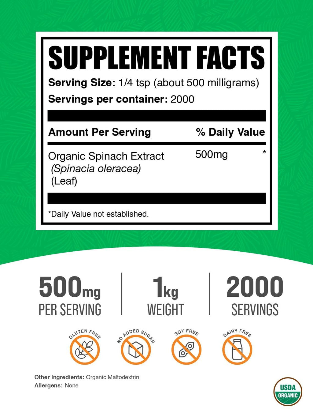 Vitamin A rich spinach extract supplement