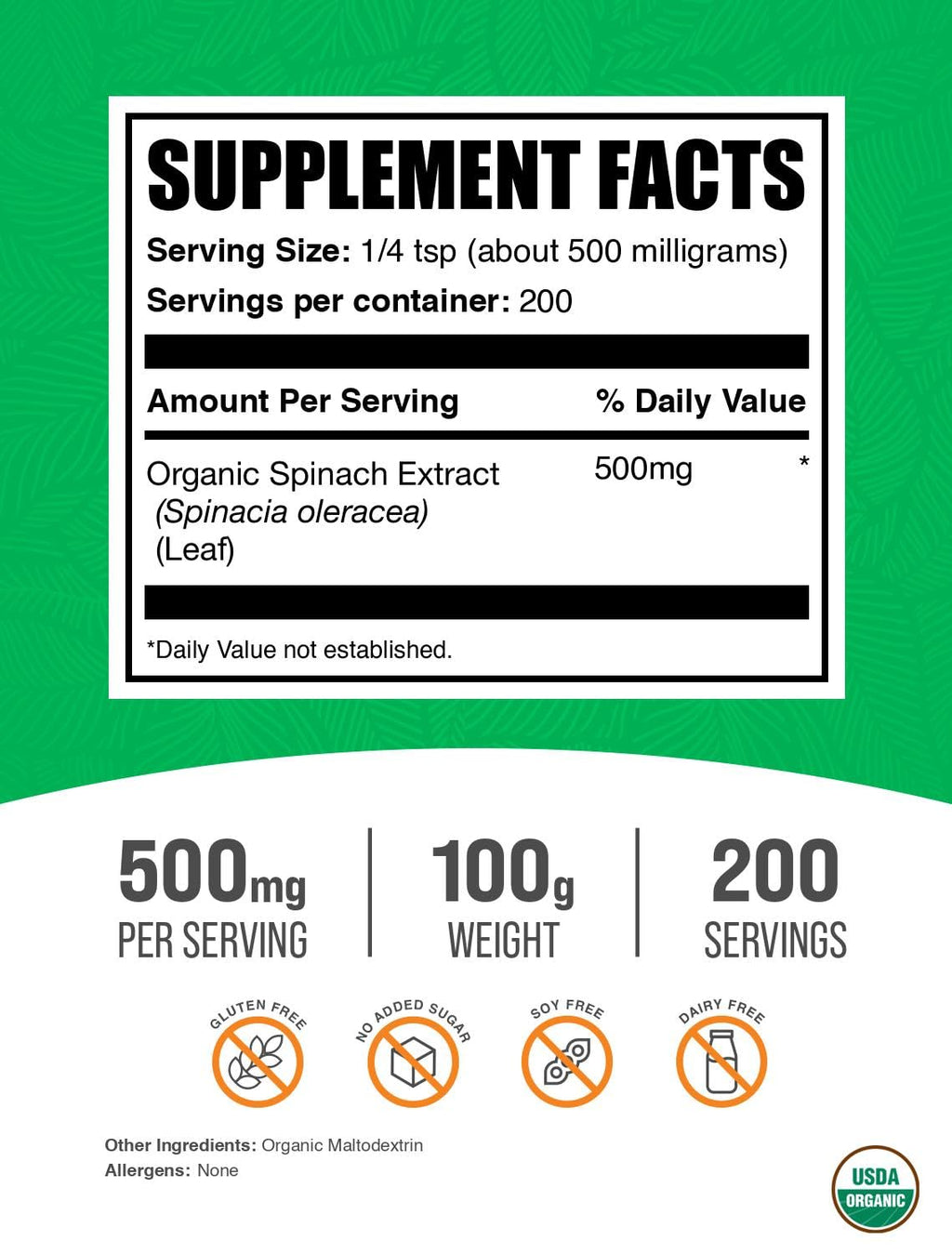 Vitamin A rich spinach extract