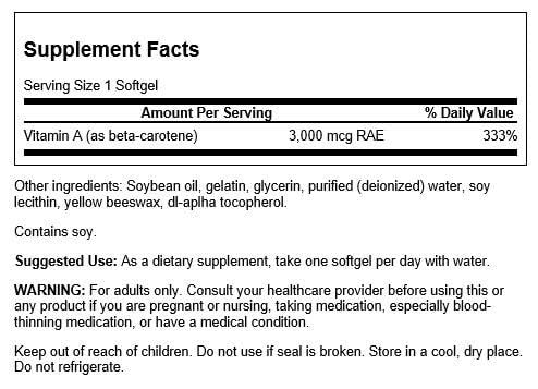 Vitamin A supplement for healthy skin