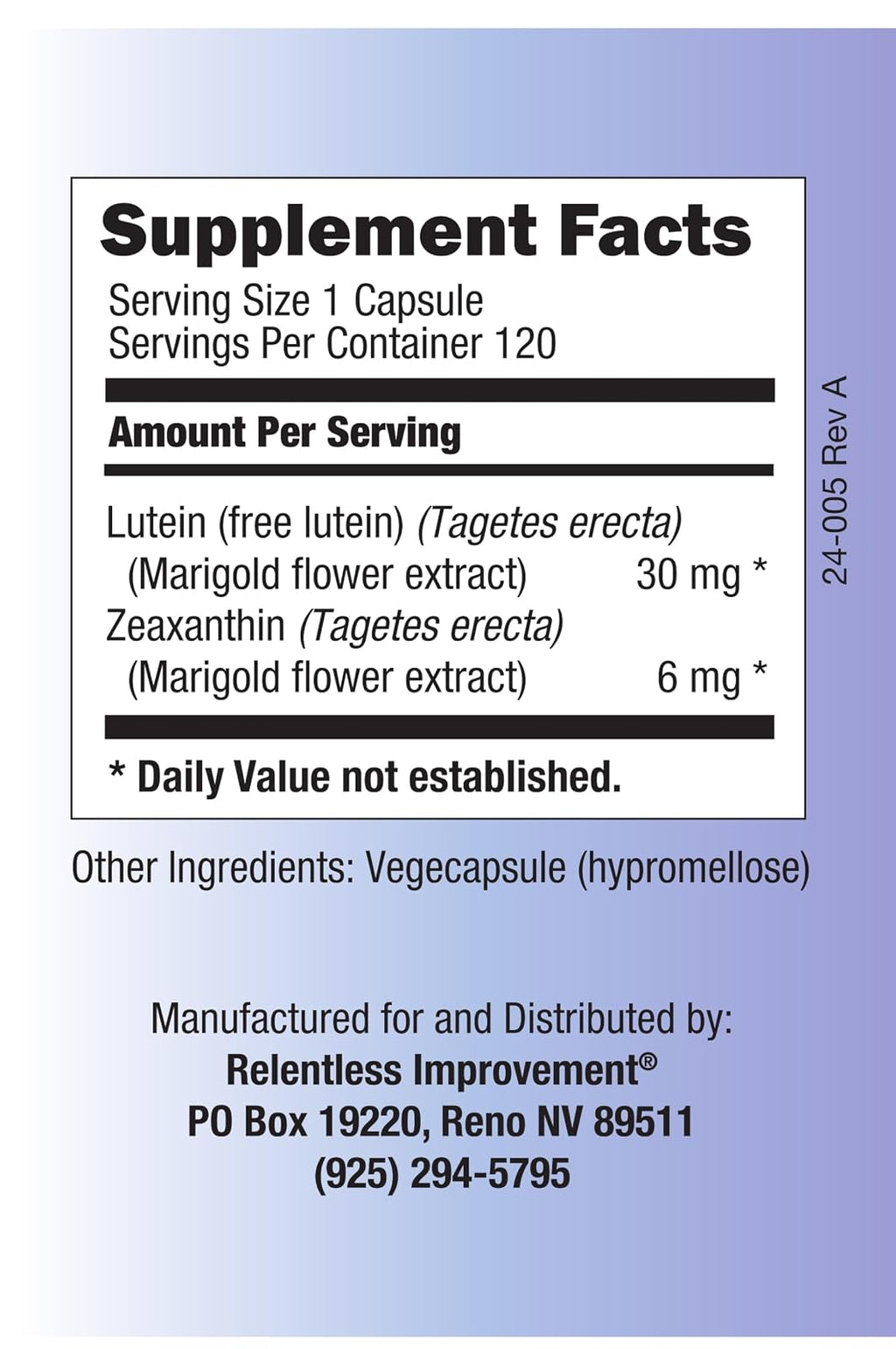 Vitamin A supplement for vision support