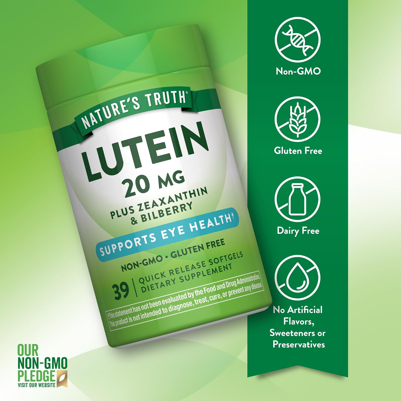 Vitamin A support with lutein softgels
