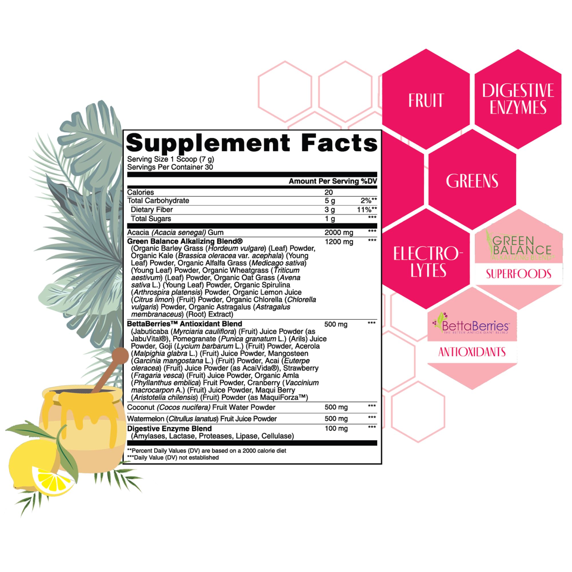 Vitamin and mineral green powder