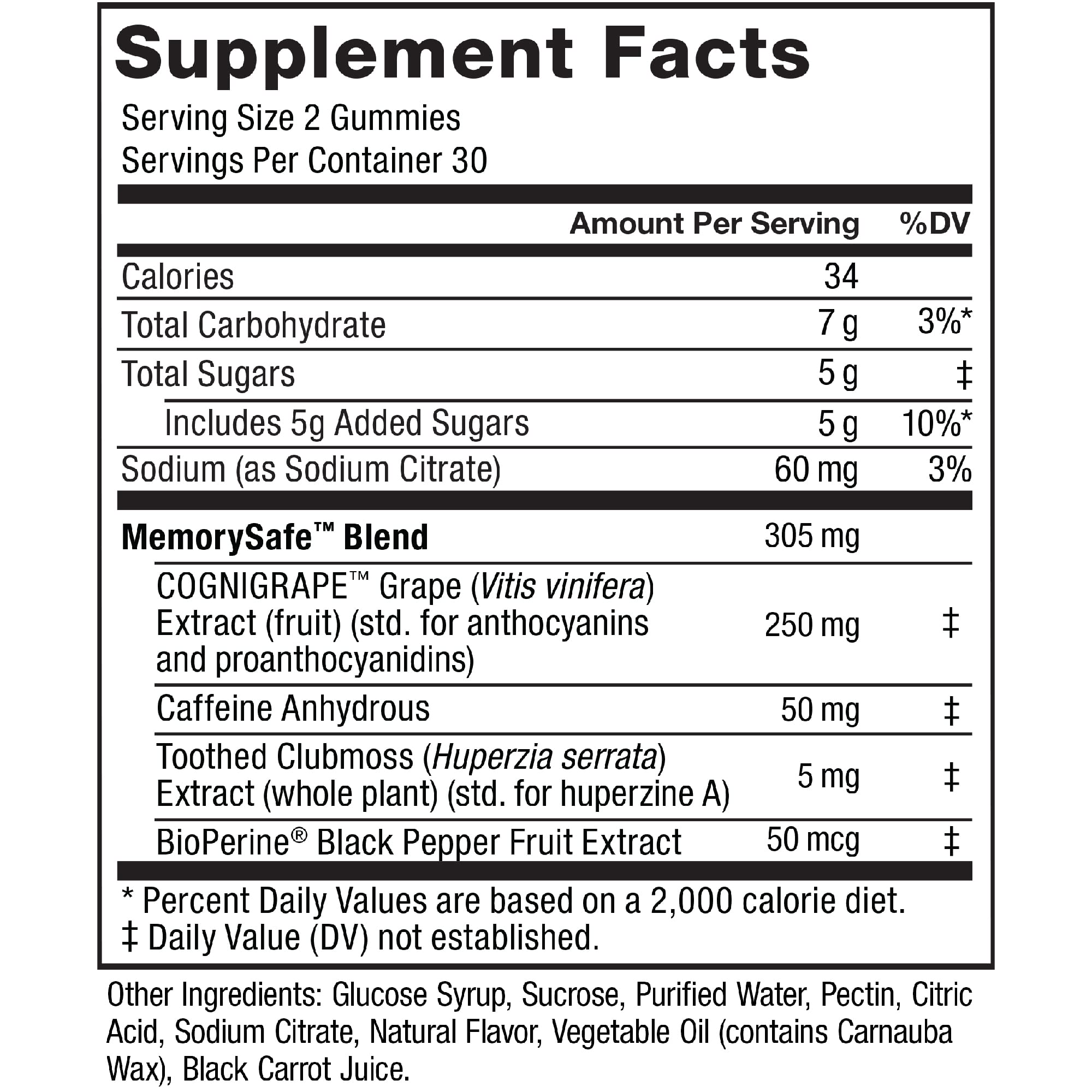 Vitamin and mineral gummies for brain function