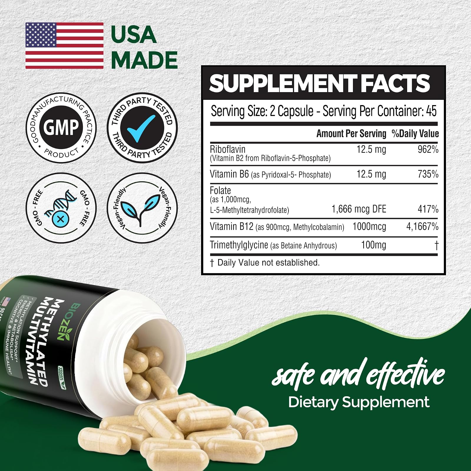 Vitamin B capsules for daily health