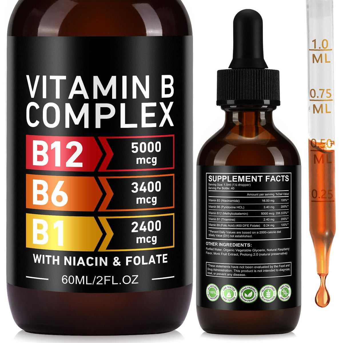 Vitamin B complex drops for energy