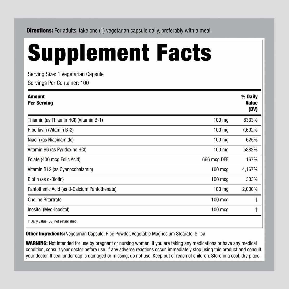 Vitamin B complex support for stress relief
