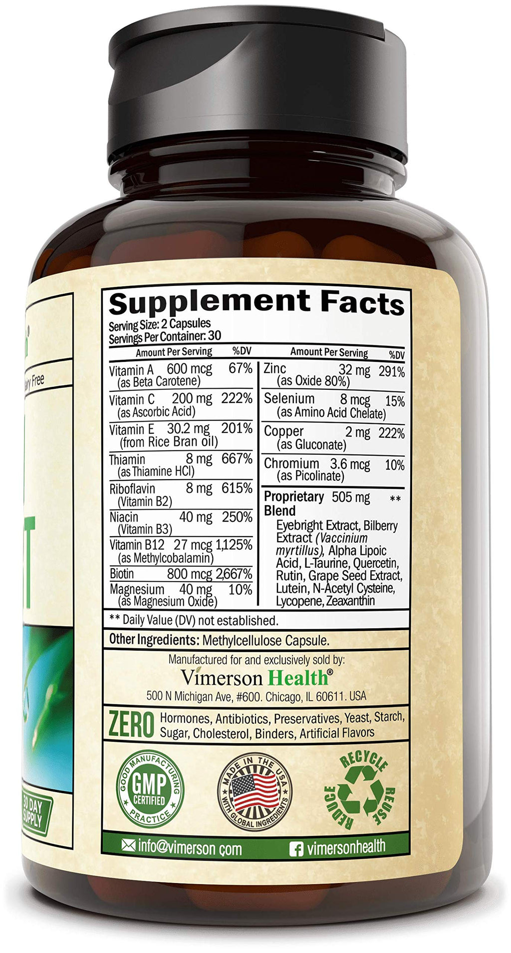 Vitamin B12 and C for eye wellness