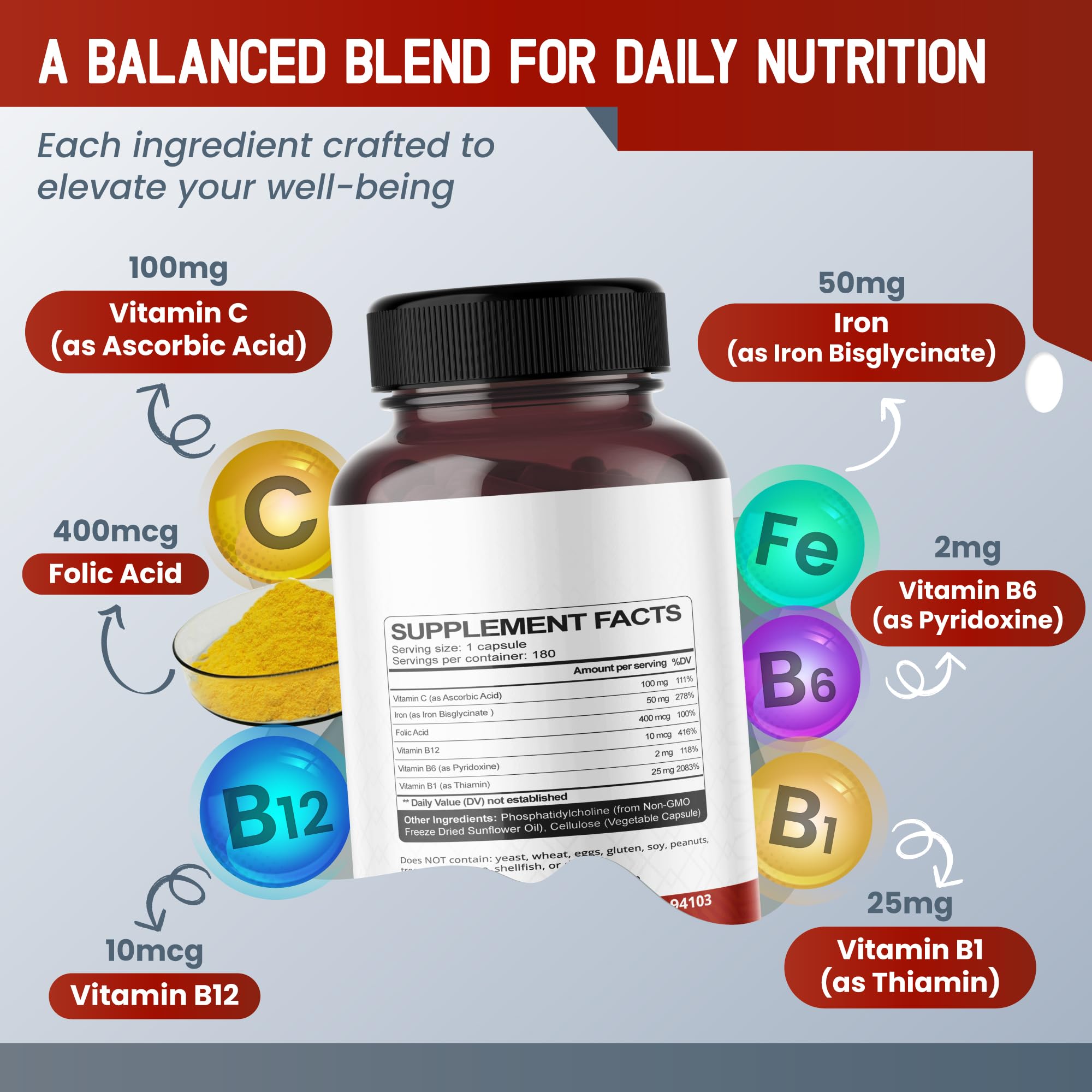 Vitamin B12 and iron for blood health