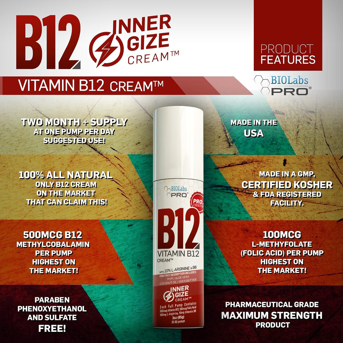 Vitamin B12 cream for energy boost