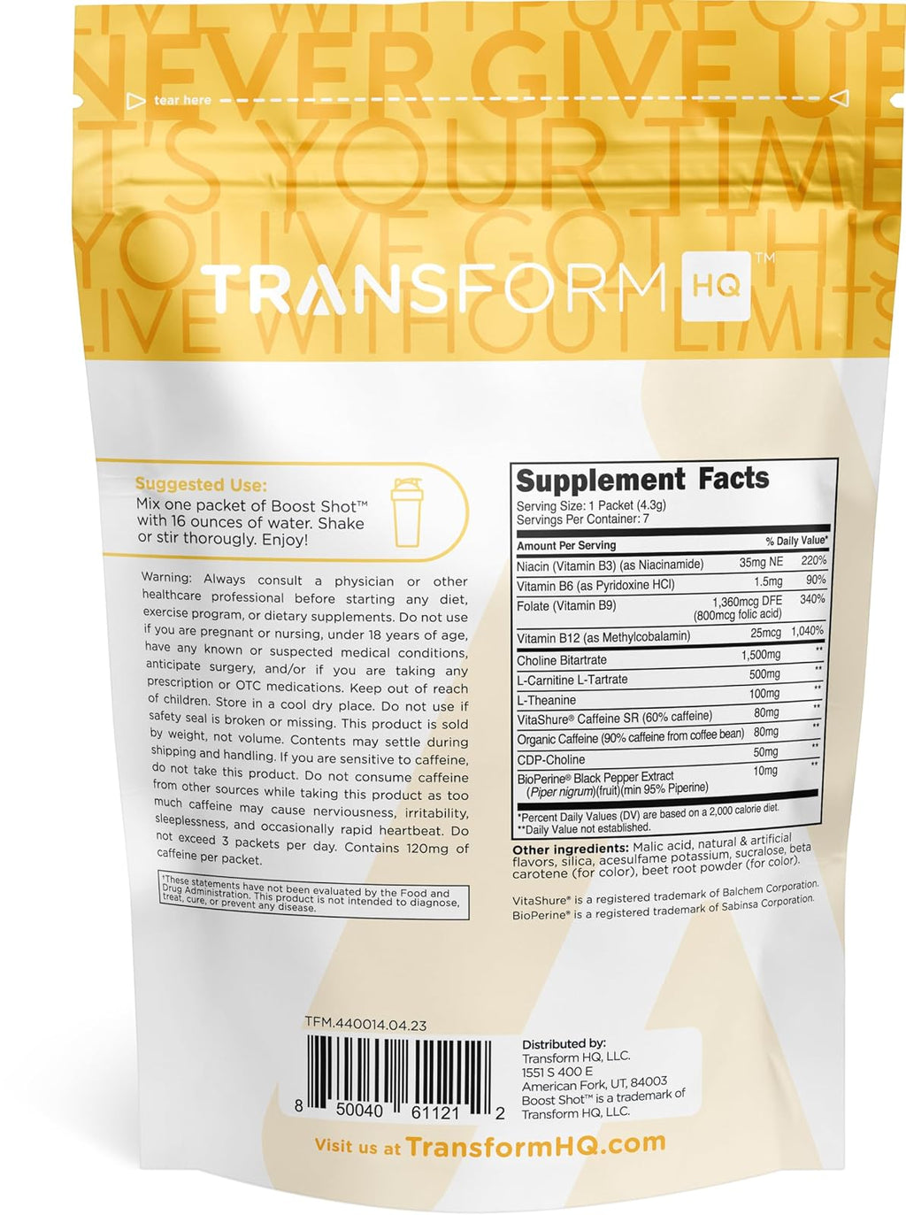 Vitamin B12 energy drink packets