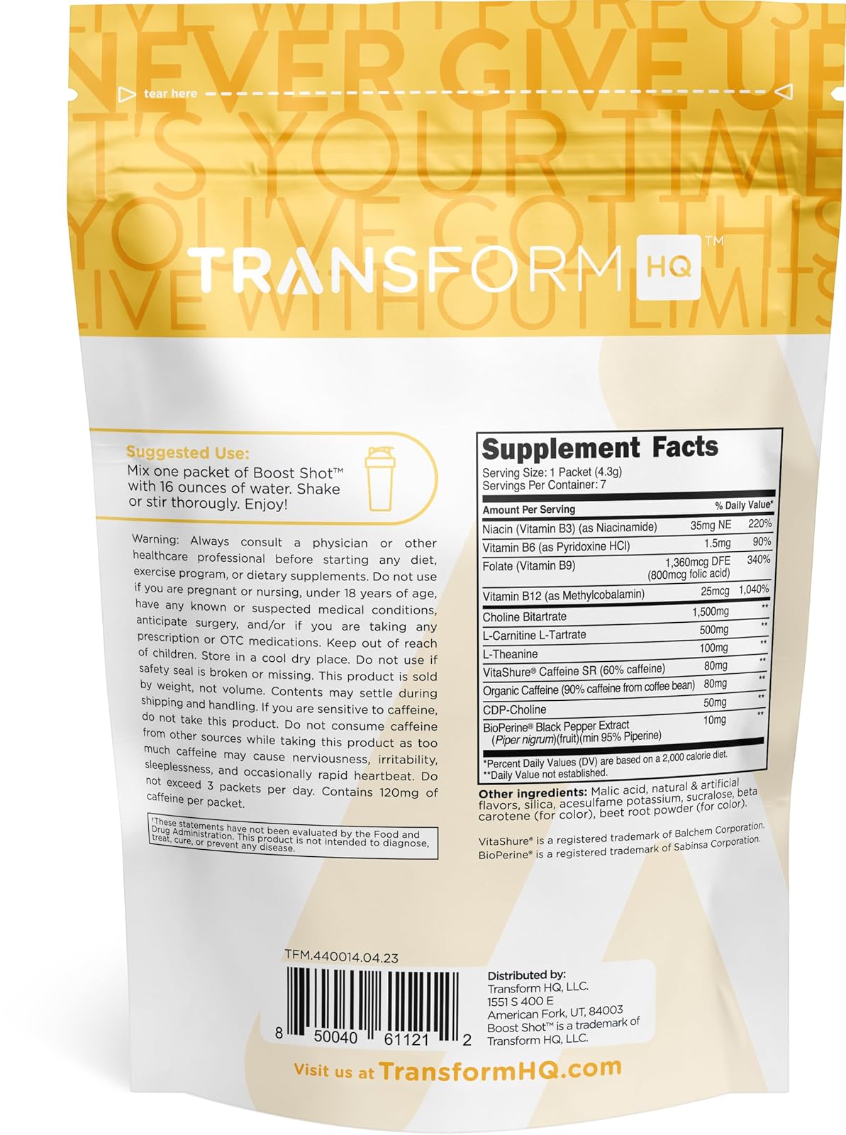 Vitamin B12 energy drink packets
