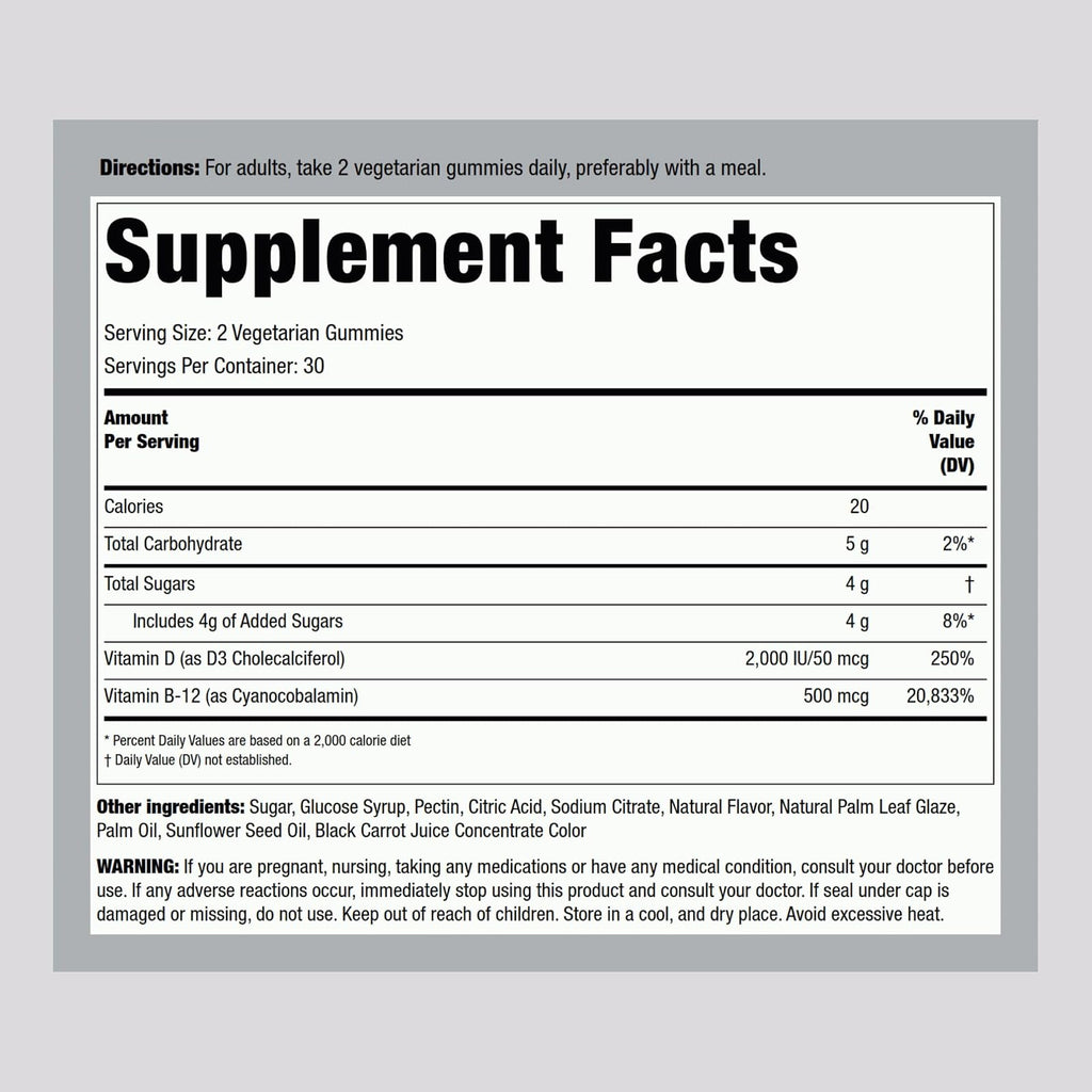 Vitamin B12 gummy supplements