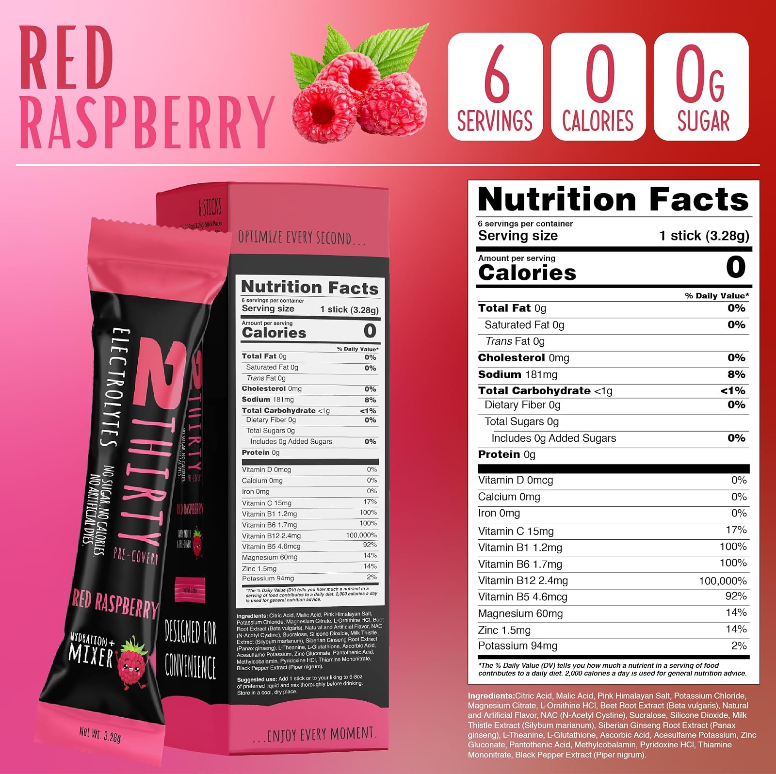 Vitamin B12 hydration powder packets