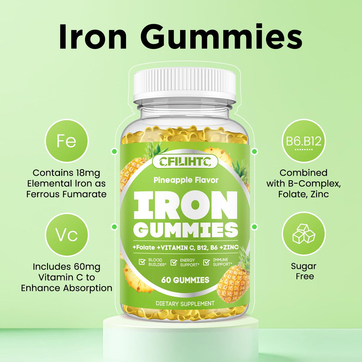 Vitamin B12 iron supplement gummies