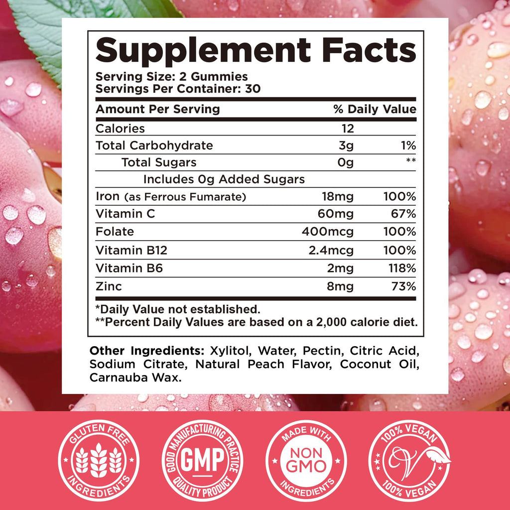 Vitamin B12 iron supplement gummies
