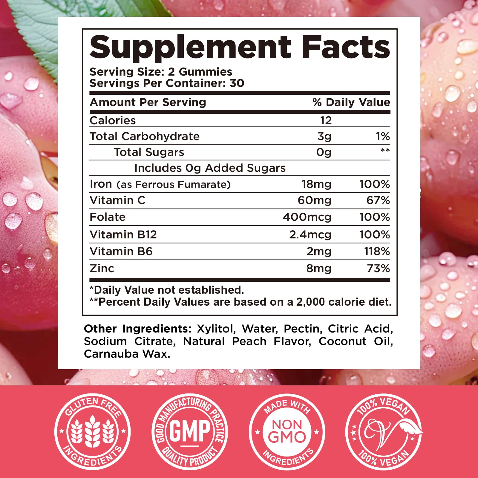 Vitamin B12 iron supplement gummies