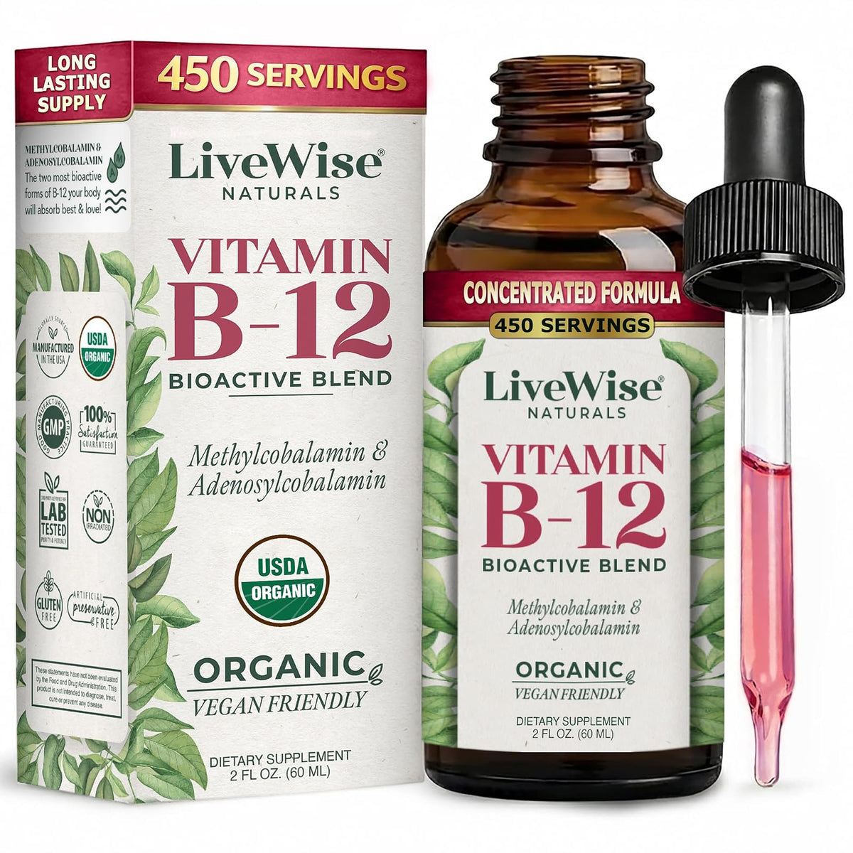 Vitamin B12 liquid drops for energy